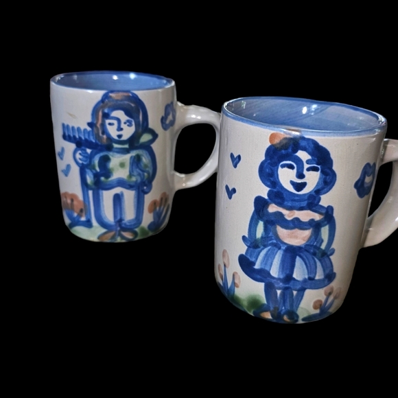 Hadley | Kitchen | M A Hadley Pottery Coffee Mug Set Farmer Man Woman ...